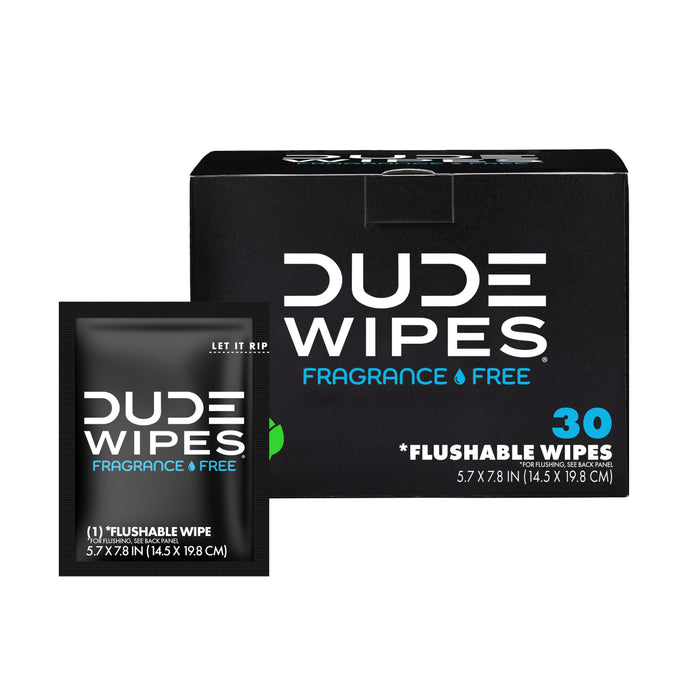 DUDE Wipes, Flushable Wipes For Men, 30pk Individually Wrapped Travel